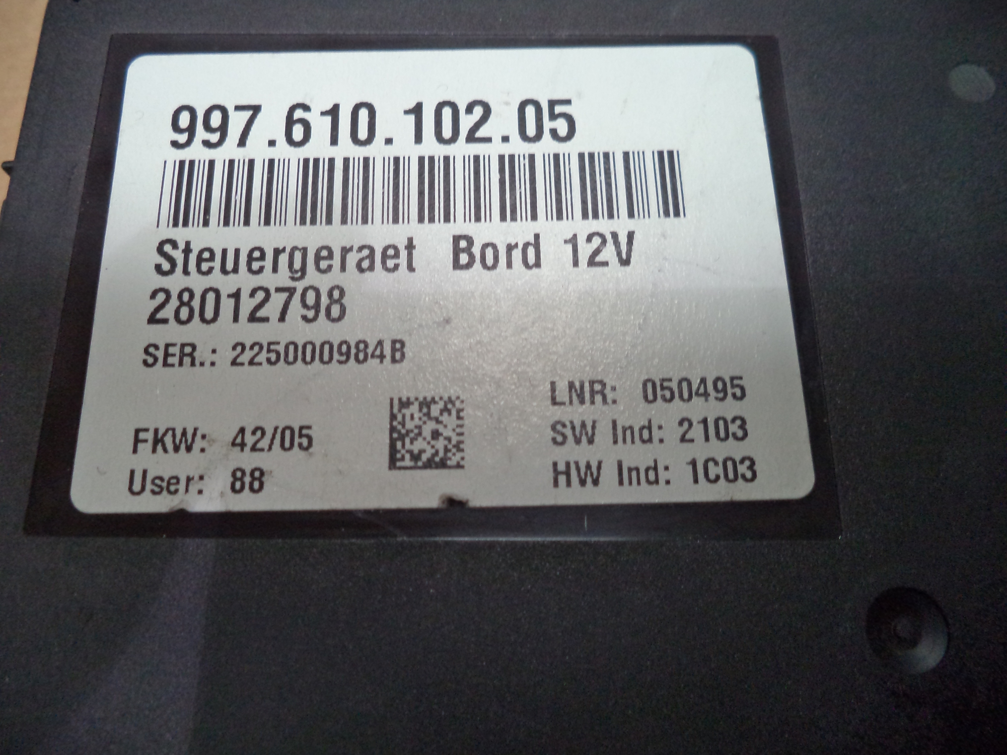 PORSCHE BOXSTER 987 BODY CONTROL UNIT 99761010205