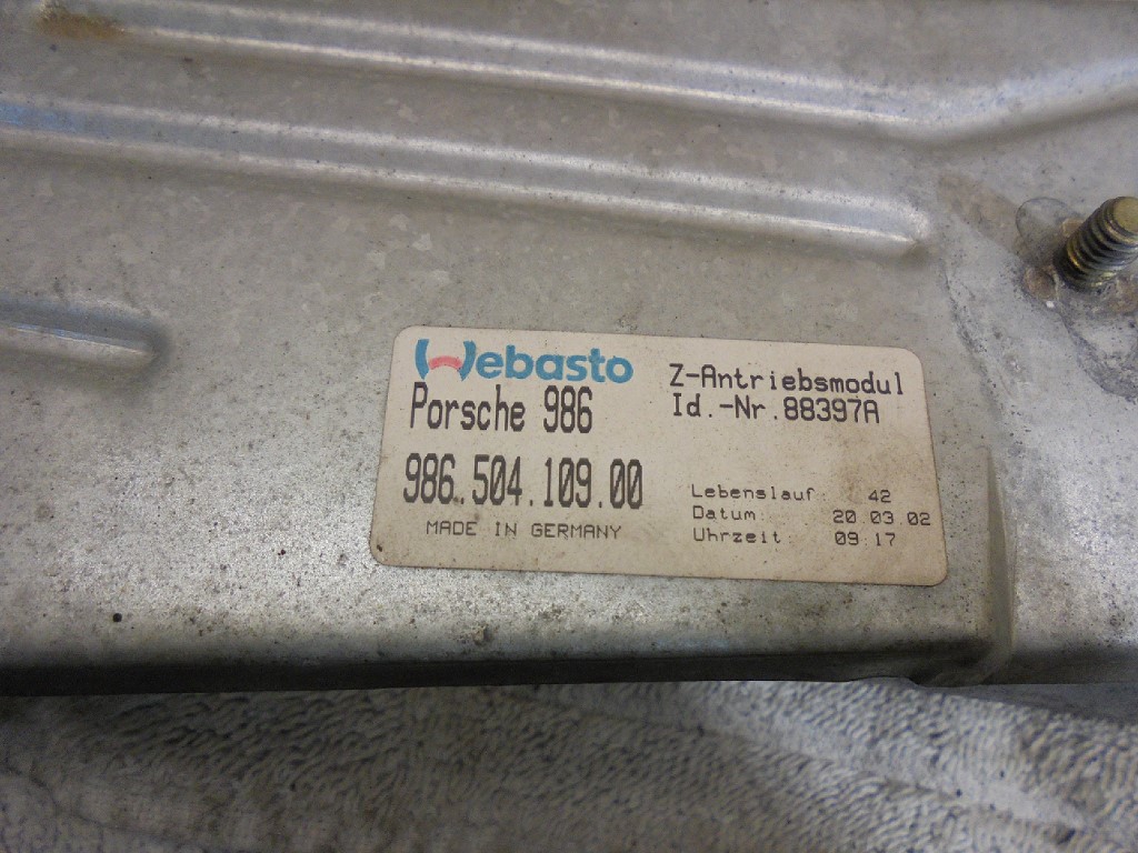 Porsche 986 Boxster Rear Spoiler Mechanism 98650410900 986 Rear Spoiler ...